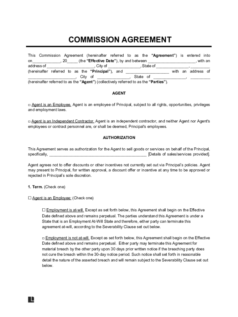 Fillable Online This Commission Agreement (hereinafter referred to as ...