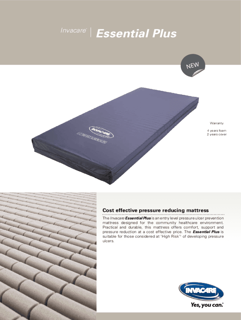 Fillable Online Invacare Mattresses: Prevention and relief of pressure ...