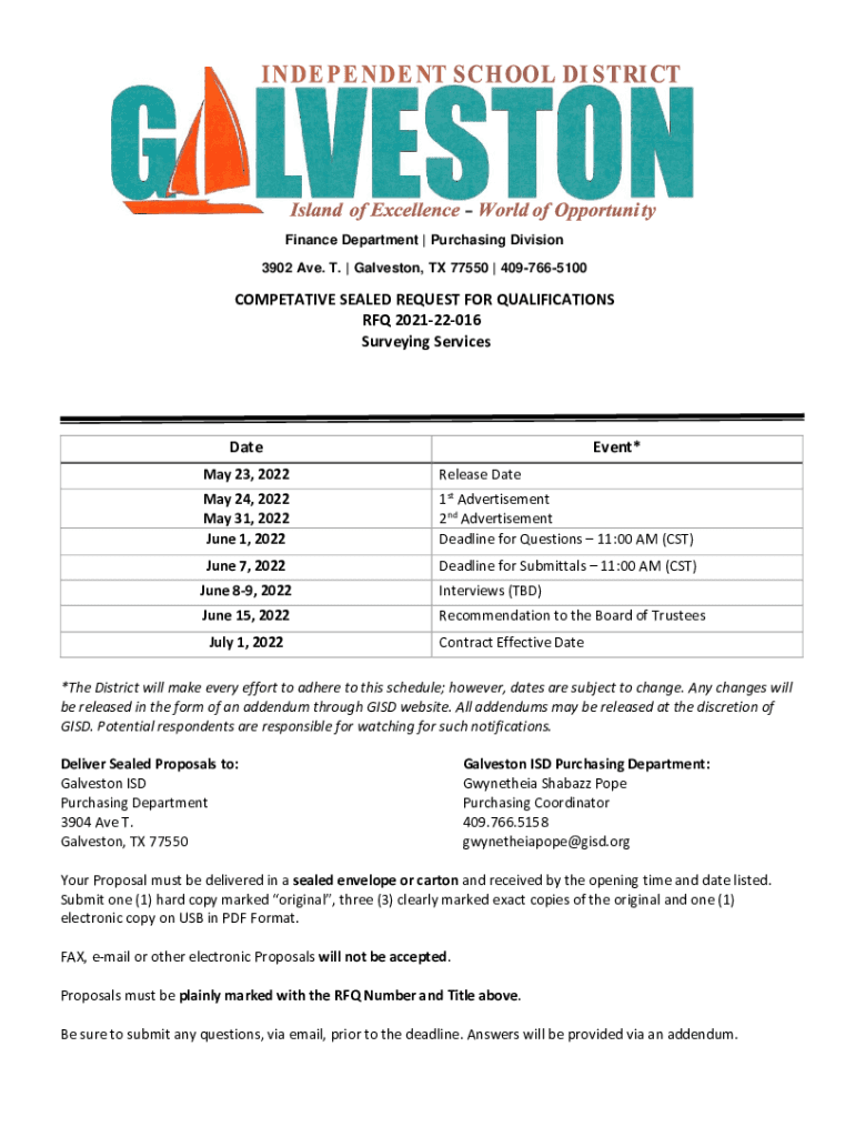 Fillable Online Request for Qualifications (RFQ) for Surveying Services Fax Email Print - pdfFiller