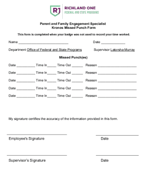 Fillable Online Missed Punch Form Template - Fill Online, Printable ...