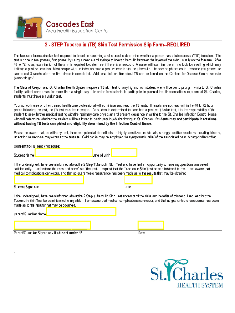 Fillable Online STEP Tuberculin (TB) Skin Test Permission Slip Form ...