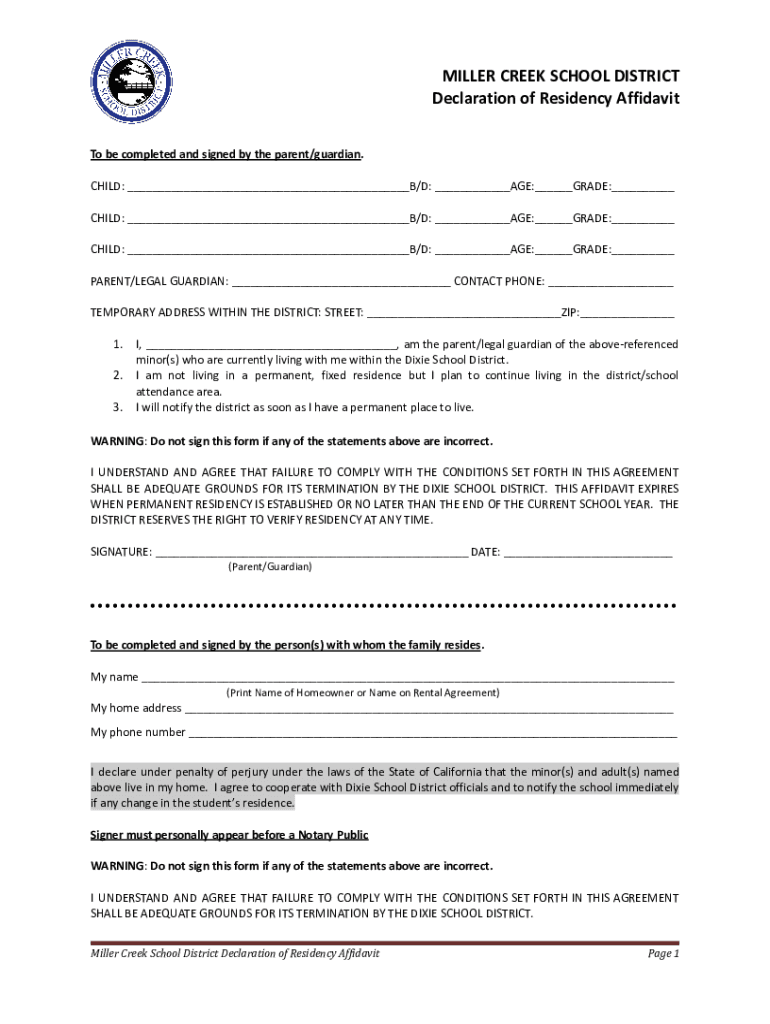 Fillable Online Declaration of Residency Affidavit 2023.docx (1 ...