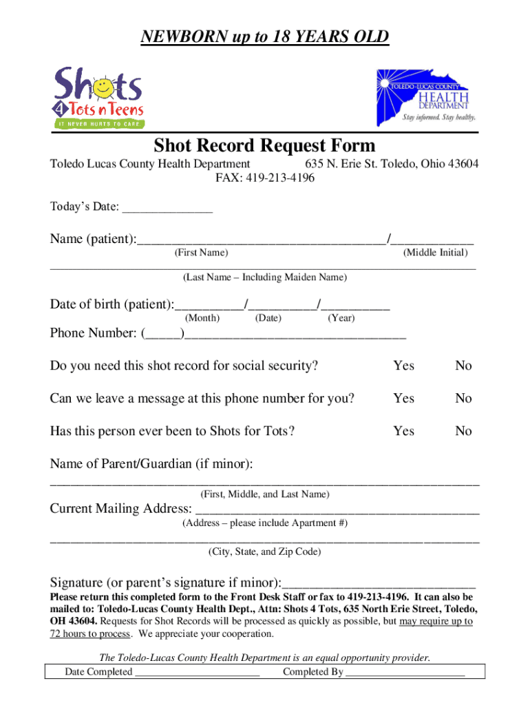 Fillable Online Shot Record Request Form Fax Email Print - pdfFiller