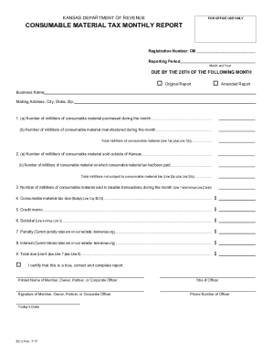 Fillable Online EC-2 Consumable Material Tax Monthly Report and ...