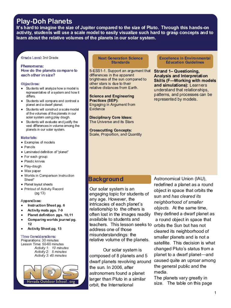 Fillable Online A.4 The Solar System Scale Model - PDF Free Download Fax Email Print - pdfFiller