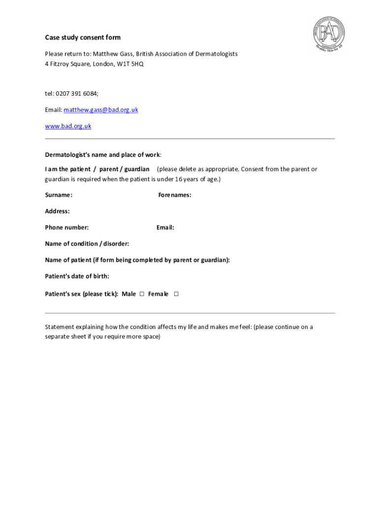 Fillable Online Case studies CONSENT FORM.doc Fax Email Print - pdfFiller