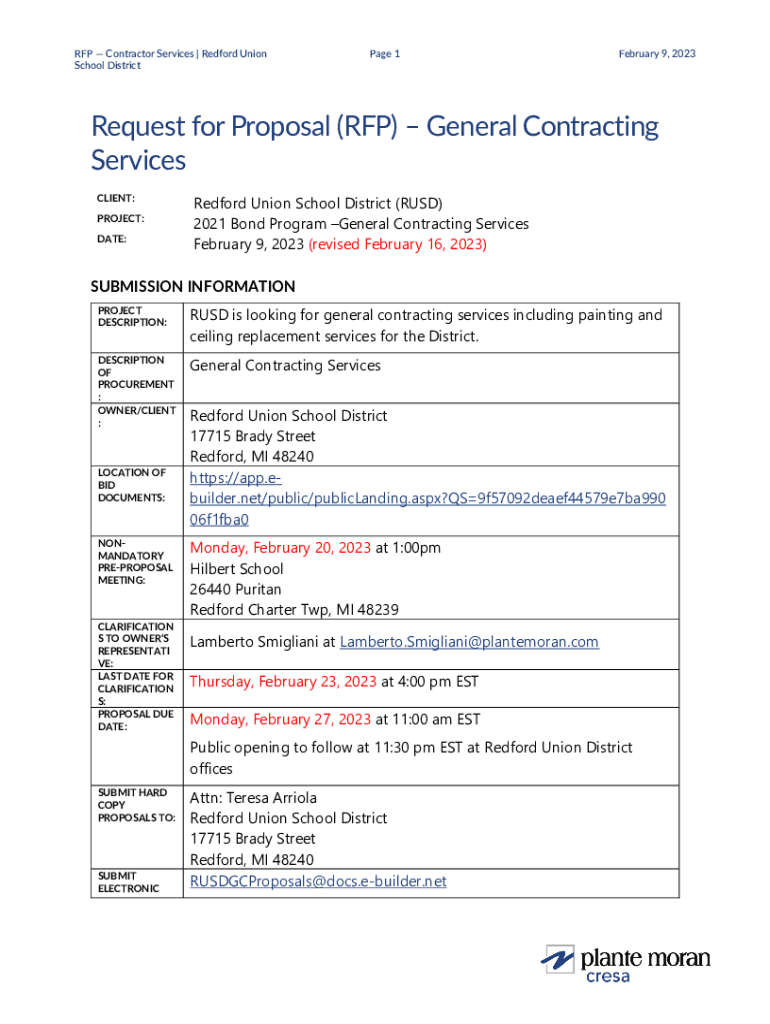 Fillable Online Request for Proposal (RFP) General Contracting Services ...