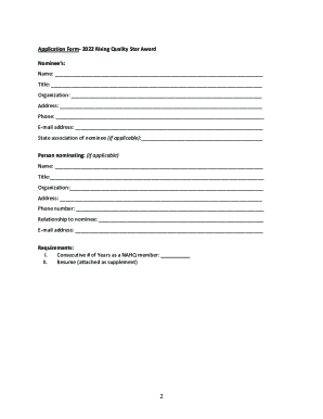 Fillable Online Rising Quality Star Award Application Fax Email Print ...