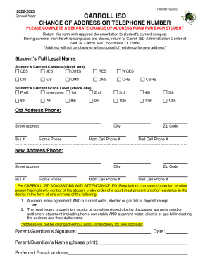 Fillable Online Central Enrollment Change of Address Form Fax Email ...