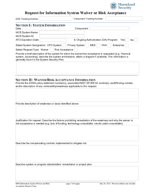 Fillable Online DHS 4300A - Attachment B - Waiver and Risk Acceptance ...