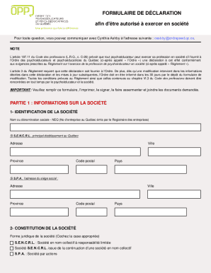 Remplissable En Ligne ordrepsed qc FORMULAIRE DE DCLARATION afin d'tre ...