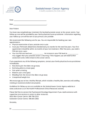 Fillable Online Sample End of Treatment Patient Letter: EBRT Follow-up ...