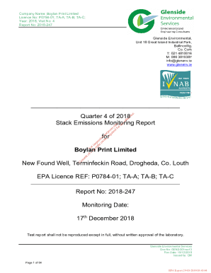 Fillable Online Quarter 4 of 2018 Stack Emissions Monitoring Report for ...