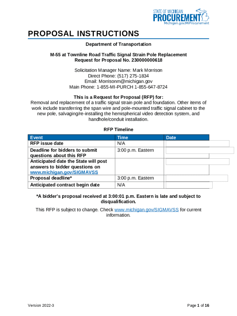 M-55 at Townline Road Traffic Signal Strain Pole Replacement Doc ...