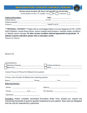 Fillable Online BRANT/BRANTFORD COMMUNITY PARAMEDIC ... Fax Email Print ...
