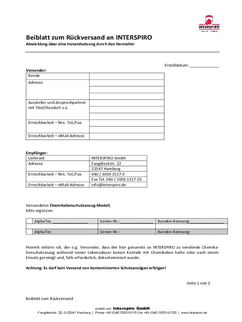 Ausfüllbar Online Word Template A4 Interspiro AB (Sweden) Fax Email ...