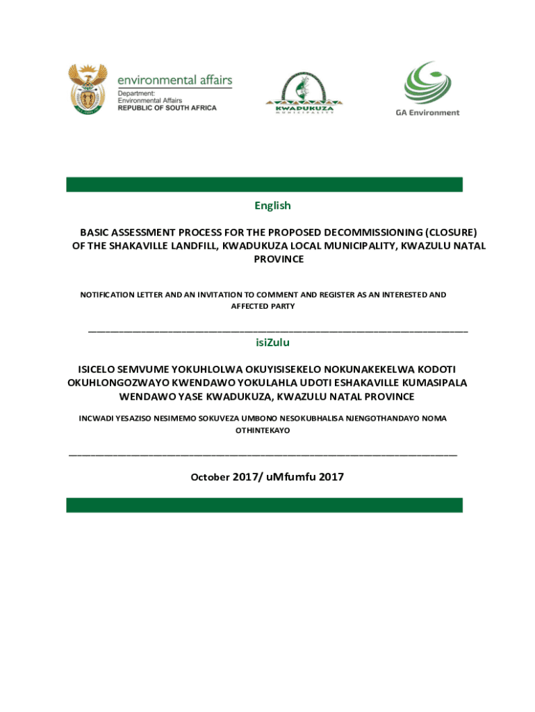 Fillable Online draft basic assessment for the proposed decommissioning ...