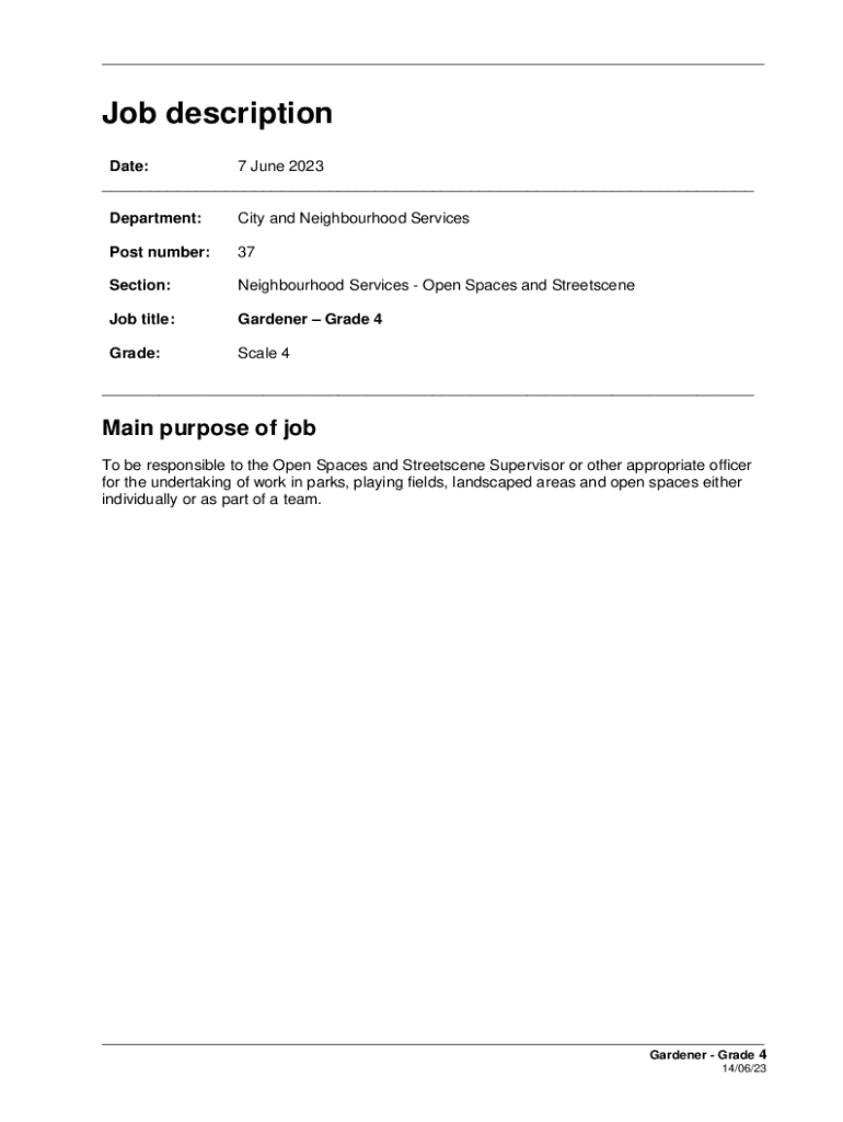 Fillable Online Gardener - Grade 4 Application Pack Fax Email Print ...