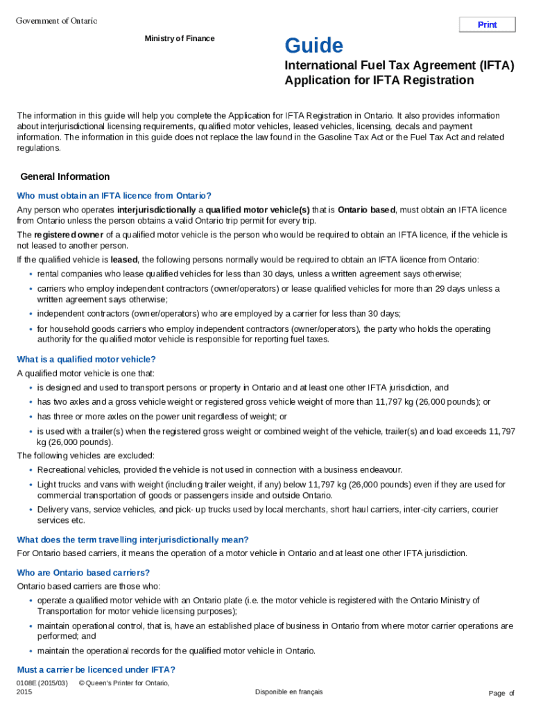Fillable Online International Fuel Tax Agreement (IFTA) Application for ...