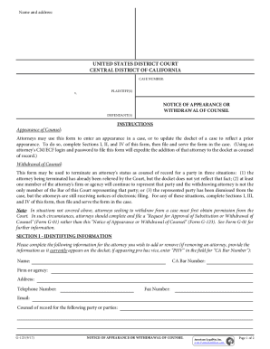 Fillable Online Appearance of Counsel: Fax Email Print - pdfFiller