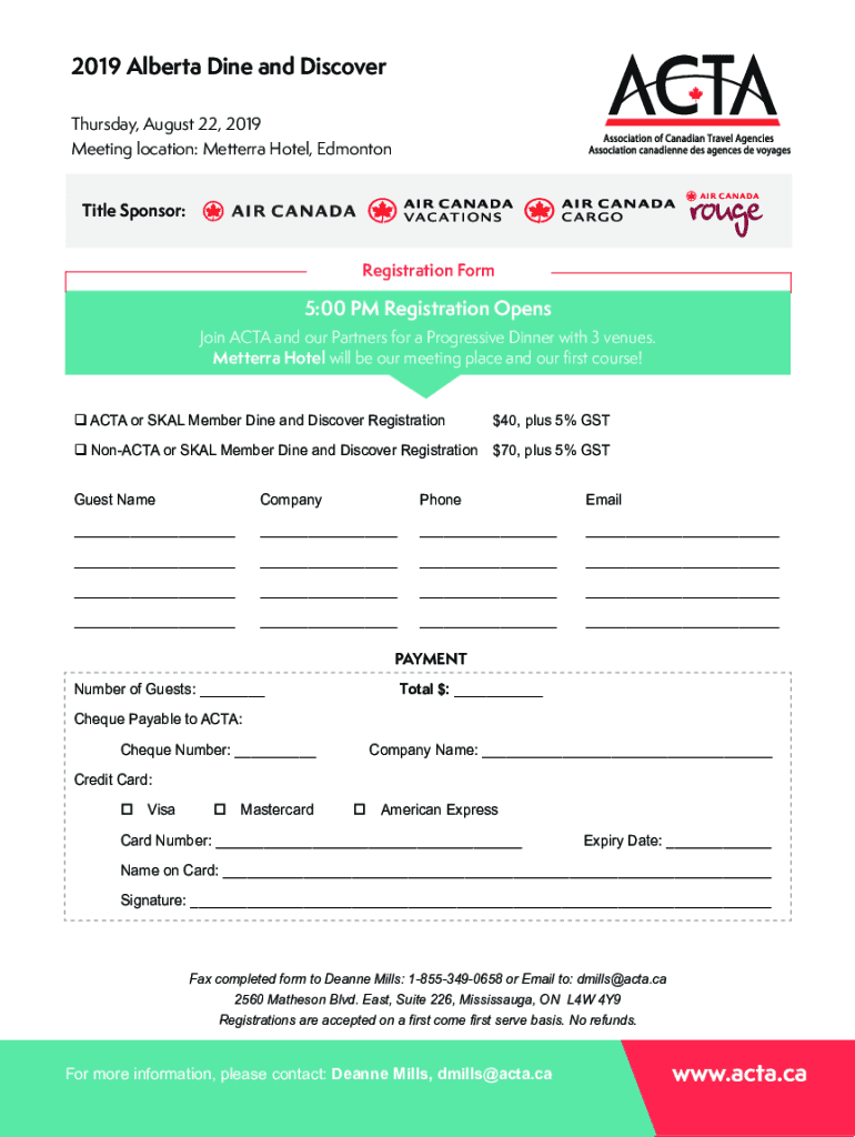 Fillable Online AB Dine and Discover Registration Form Fax Email Print ...