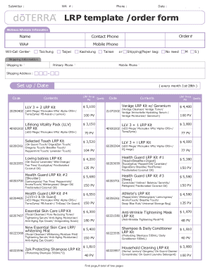 Fillable Online dTERRA LRP template /order form Fax Email Print - pdfFiller