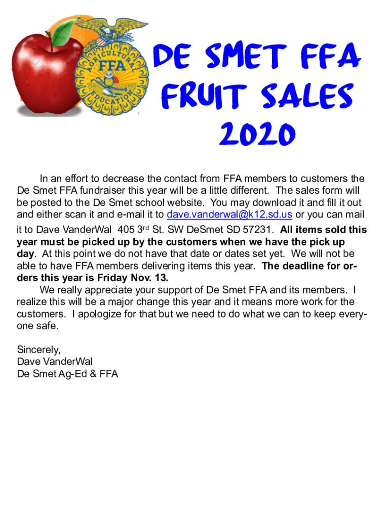 Fillable Online CR-B FFA - FFA members kicked off our annual fruit ...