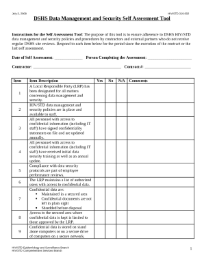 DSHS Data Management and Security Self Assessment Tool Doc Template ...