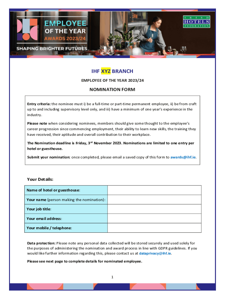 Fillable Online ihf-dublin-nomination-form-employee-of-the-year ...