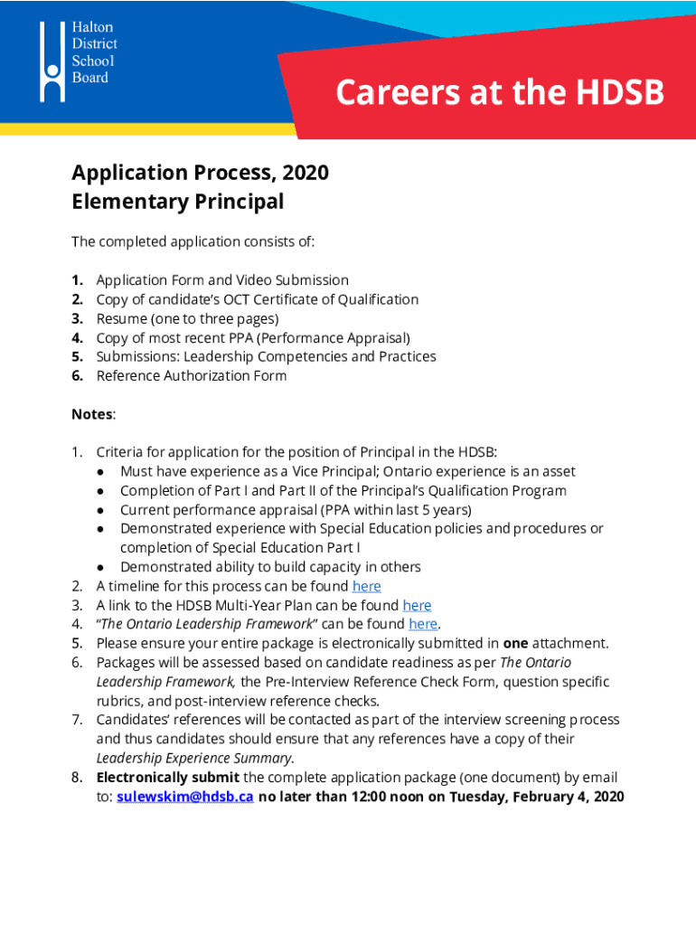 Fillable Online Application Process, 2020 Elementary Principal Fax Email Print - pdfFiller