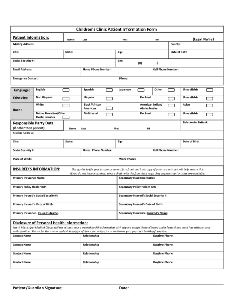 Patient Forms - Children's Clinic, P A - Pediatrics for Family: Fill out & sign online | DocHub