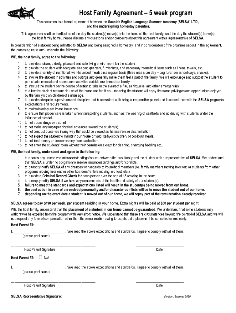 Fillable Online Host Family Agreement Form - Saanich International ...