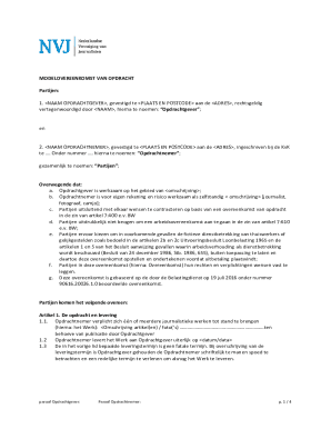 Invulbaar Online MODEL OVEREENKOMST VAN OPDRACHT - CNV Onderwijs Faxnummer Email Afdrukken ...