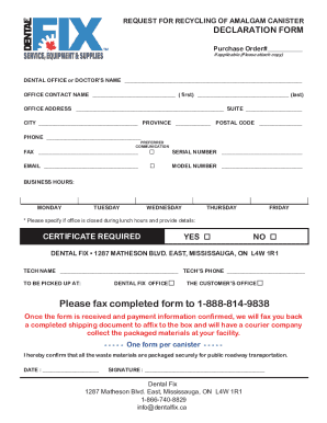 Fillable Online Fillable Online REQUEST FOR RECYCLING OF AMALGAM ...