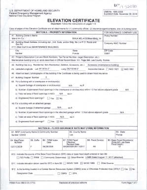 Fillable Online t ELEVATION CERTIFICATE Fax Email Print - pdfFiller
