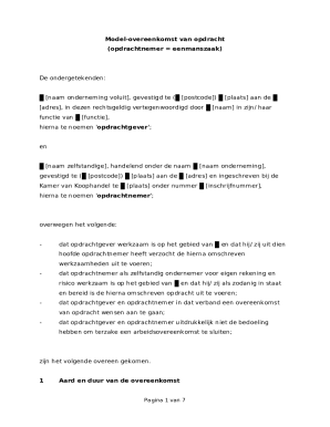 Modelovereenkomst (DBA proof) Doc Template | pdfFiller