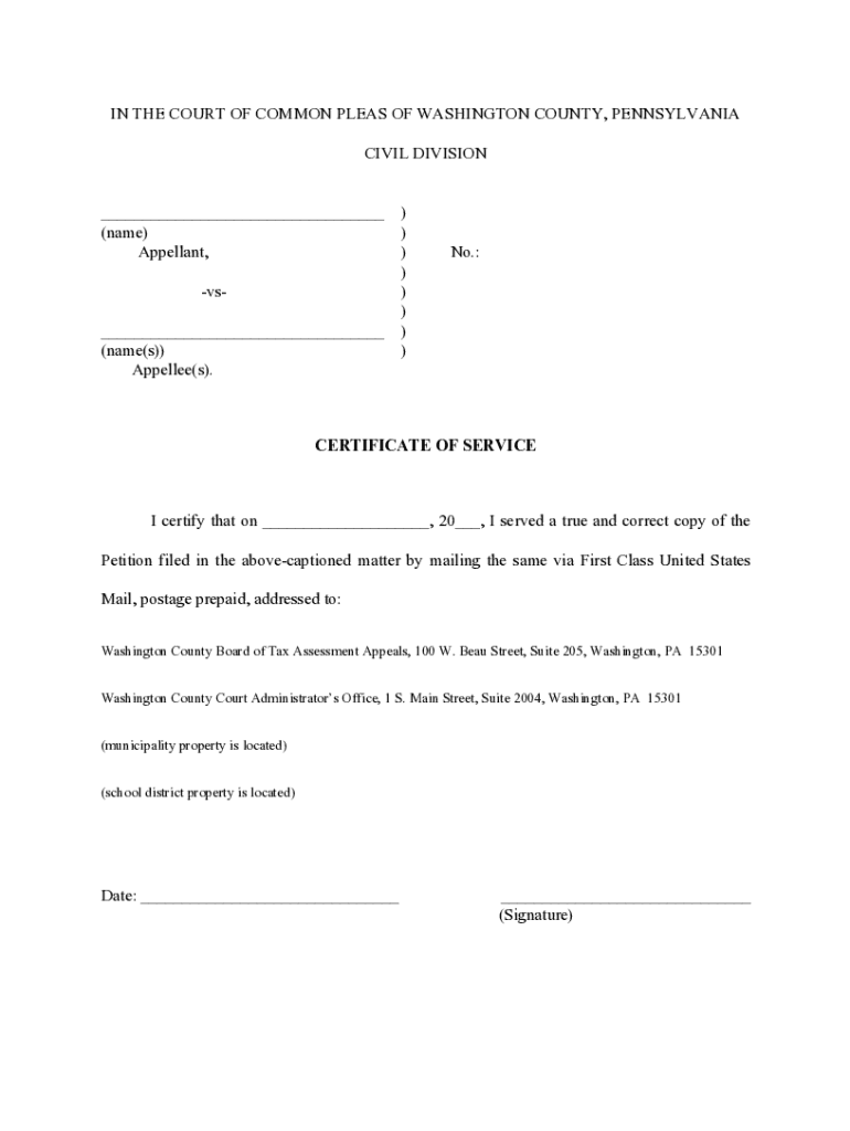 Fillable Online Certificate Of Service (PDF) Fax Email Print - pdfFiller