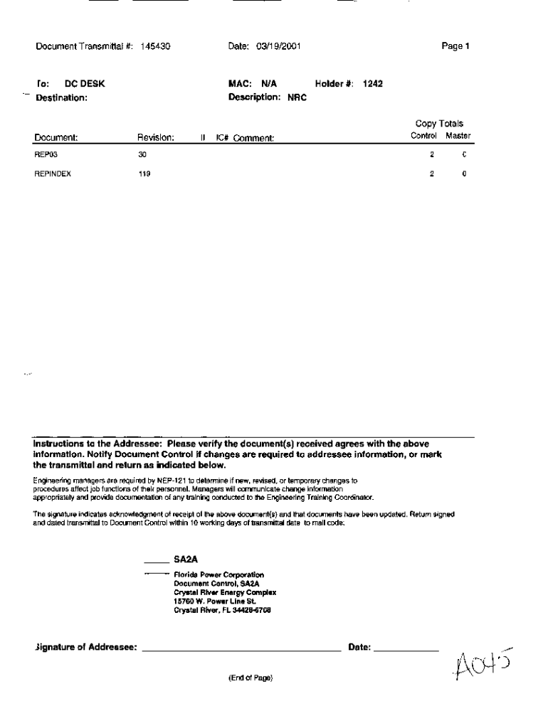 Fillable Online What are Document Transmittals? (Transmittal Form ...