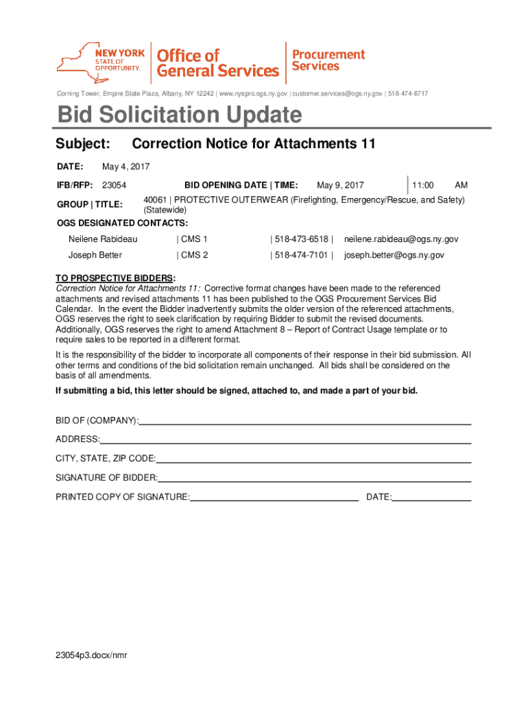 Fillable Online 23215 Bid Solicitation Update - Office of General ...