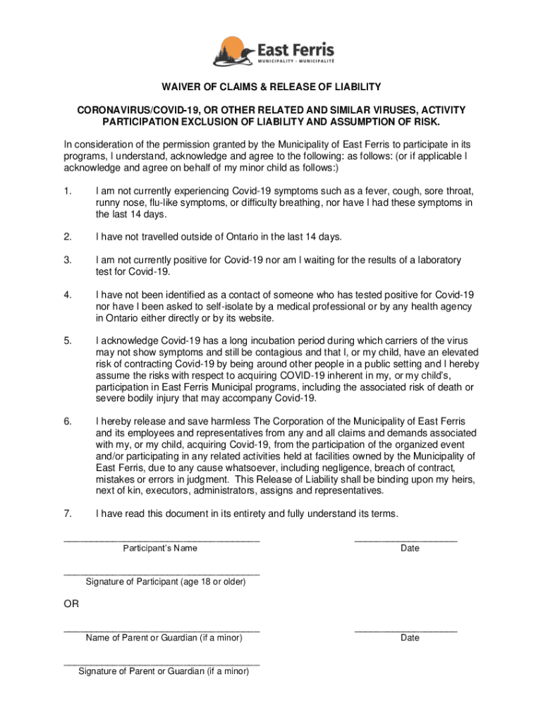 Fillable Online Waiver of Claims Sample Clauses Fax Email Print - pdfFiller