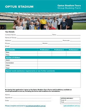 Fillable Online Optus Stadium Tours Group Booking Form Fax Email Print ...