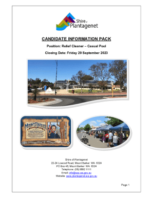 Fillable Online Candidate Information Pack - Relief Cleaner (Casual ...