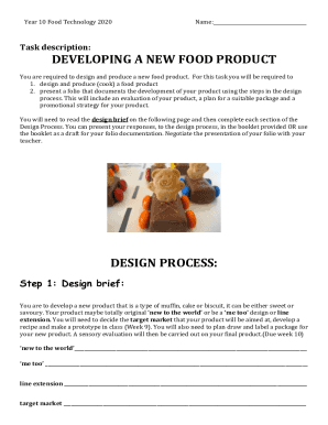Fillable Online DEVELOPING A NEW FOOD PRODUCT DESIGN ... Fax Email ...
