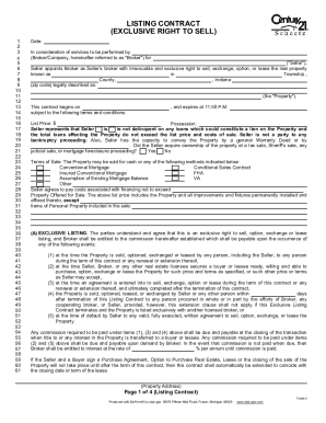 Fillable Online Exclusive Right To Sell Listing Agreement - SCR Form ...