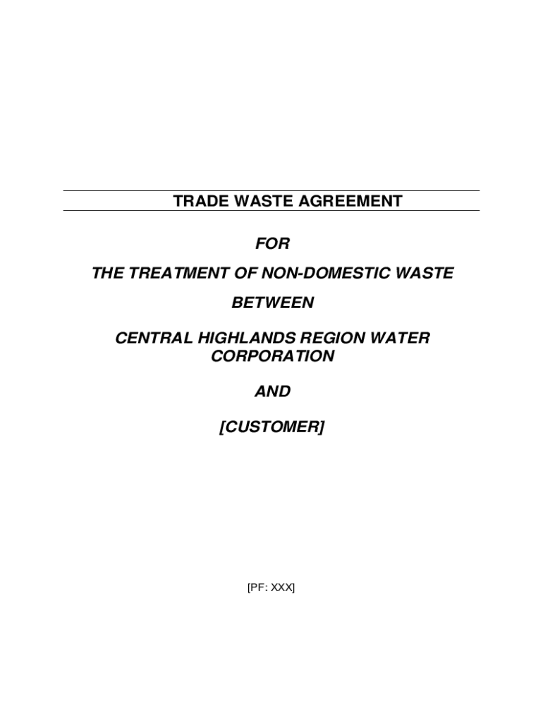 Fillable Online Licence to Discharge Trade Waste - Central Highlands Water Fax Email Print ...