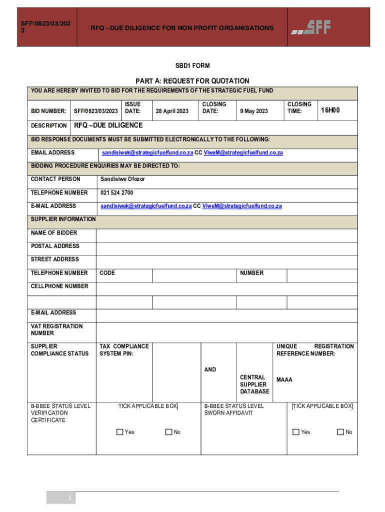 Fillable Online SBD1 FORM Fax Email Print - pdfFiller