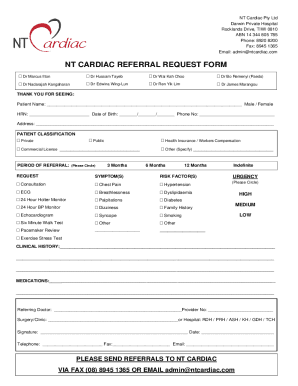 Fillable Online NT CARDIAC REFERRAL REQUEST FORM - Darwin Fax Email ...