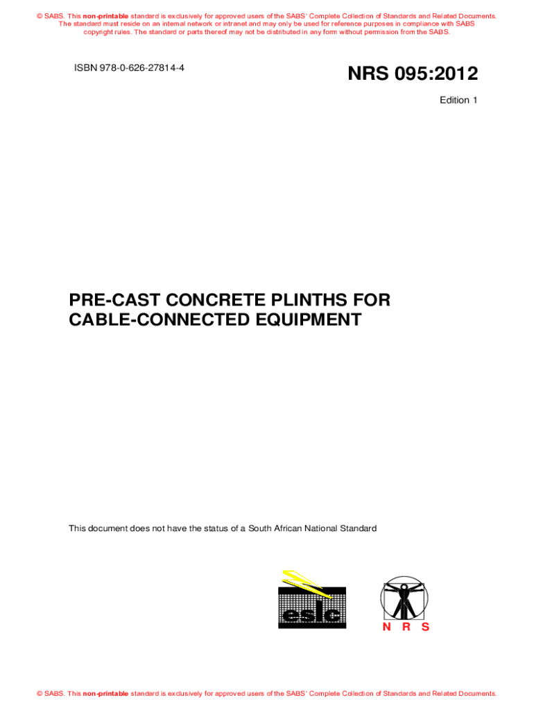 Fillable Online NRS 095. Pre-cast concrete plinths for cable-connected equipment Fax Email Print ...