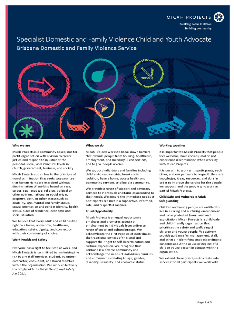 Fillable Online Micah Projects' Brisbane Domestic Violence Service ...