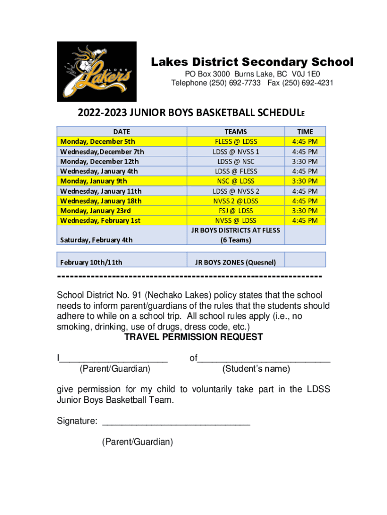 Fillable Online ldss sd91 bc Lakes District Secondary School Reports ...